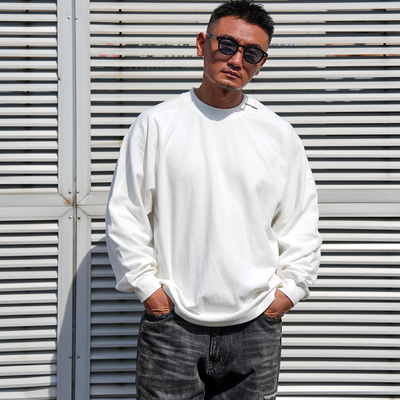 LAPIVIMA CITY BOY小领口长袖T恤刺绣垂感内搭外穿纯色TEE