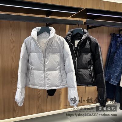 44D539G国内CK Jeans25秋冬女士老花满印立领短款面包羽绒服