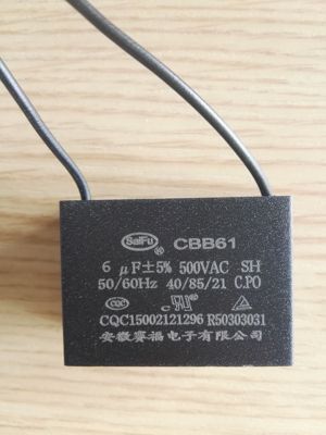 CBB61 6UF500VAC UL认证薄膜电容电机启动电容风扇电容 赛福电容