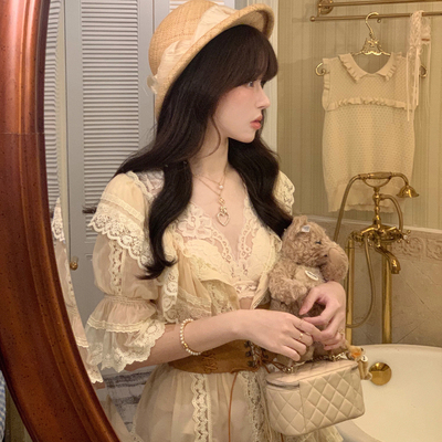 Starry重工蕾丝荷叶边娃娃衬衫