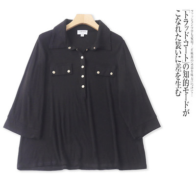 U7858外贸欧美女士春季新款翻领纽扣套头宽松大码胖MM七分袖上衣