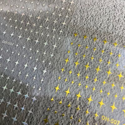 金银黑白迷你四星芒薄韧美甲贴纸