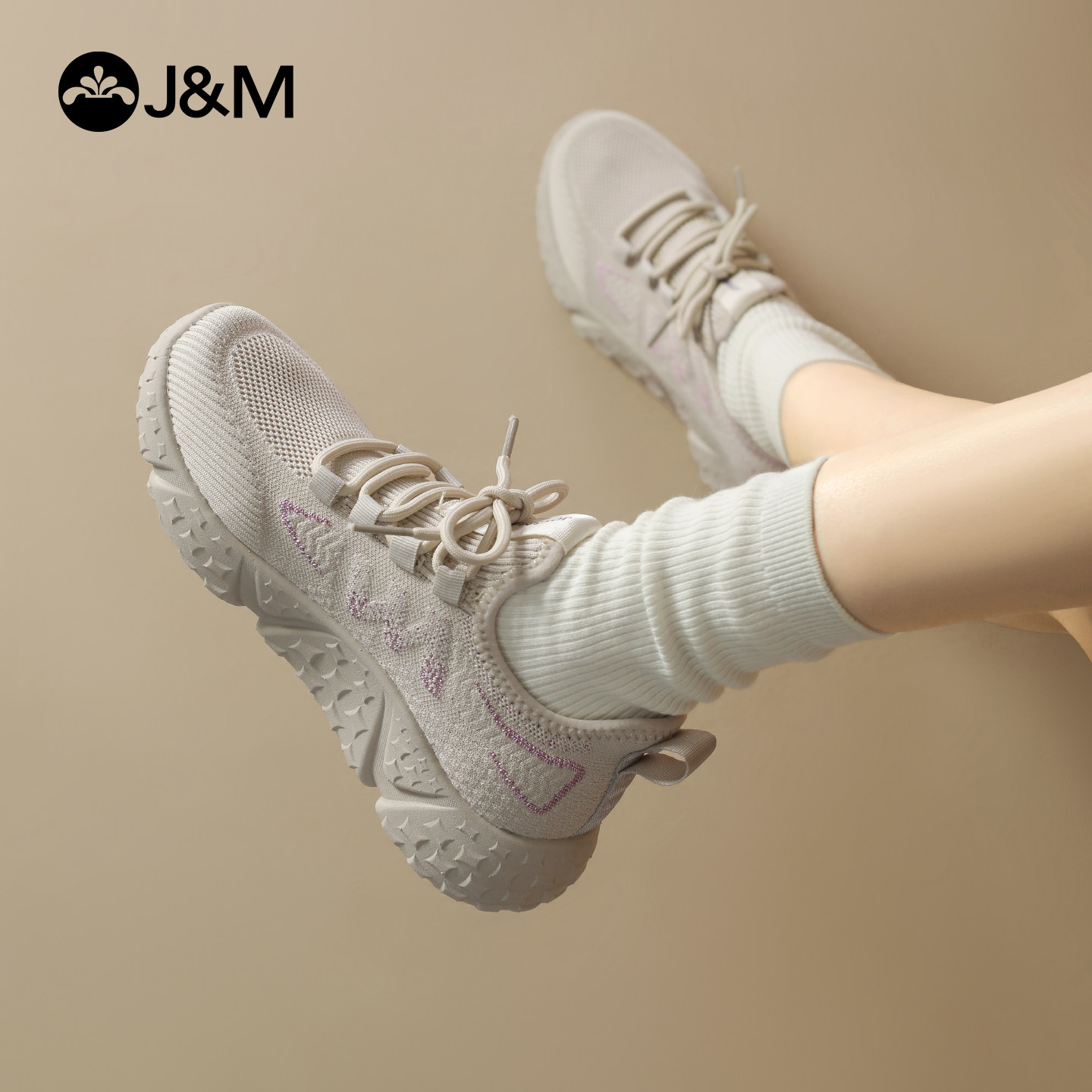 JM快乐玛丽健步鞋2025春季新款系带女鞋时尚休闲百搭平底运动鞋女