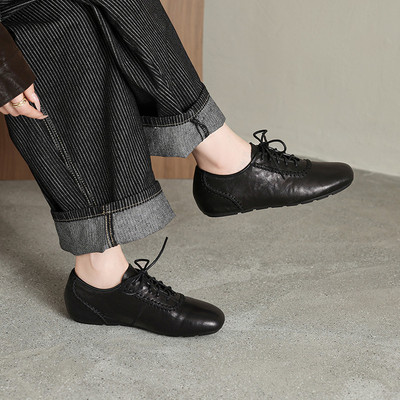 2026新款真皮复古风小个子轻便洋气高级气质百搭深口德训鞋