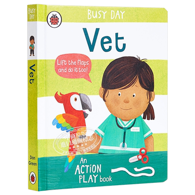 小瓢虫职业机关书 Busy Day: Vet 宠物医生 低幼亲子互动启蒙绘本 纸板书 英文原版 2-3岁ladybird操作书【中商原版】