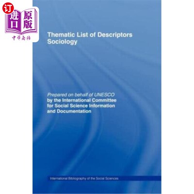海外直订Thematic List of Descriptors - Sociology 描述符专题清单-社会学