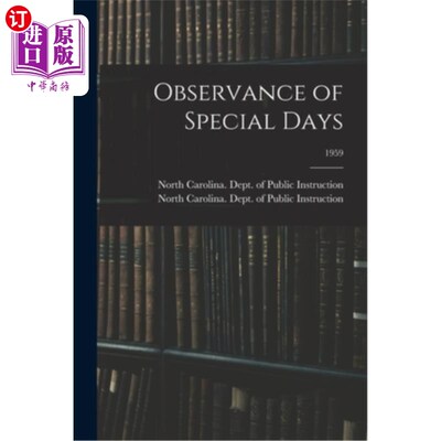 海外直订Observance of Special Days; 1959 纪念特别日;1959