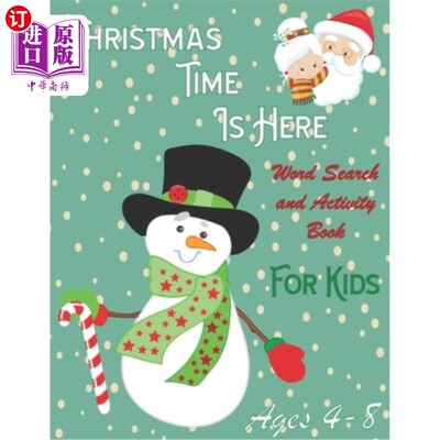 海外直订Christmas Time is Here: Word Search and Activity Book for Kids: Ages 4-8- Includ 圣诞节时间在这里:单词搜索