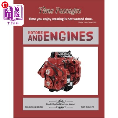 海外直订Motors and Engines Coloring Book for Adults: Unique New Series of Design Origina 汽车和发动机涂色书成人:独