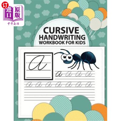 海外直订Cursive handwriting workbook for kids: abc workbooks for preschool, abc workbook 儿童草书练习册:学龄前abc练