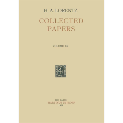 现货 论文集 卷九 荷兰语版 Collected Papers  Volume IX 英文原版 HA Lorentz【中商原版】