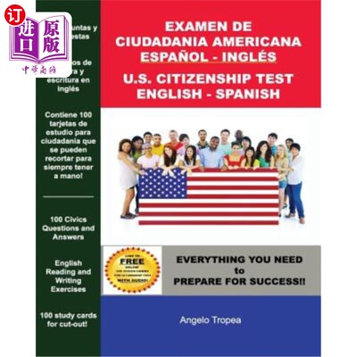 海外直订Examen de Ciudadania Americana Espanol y Ingles: U.S. Citizenship Test English a 美国公民考试英语和西班牙语