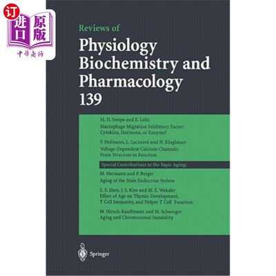 海外直订医药图书Reviews of Physiology, Biochemistry and Pharmacology 139 生理学、生物化学和药理学综述139