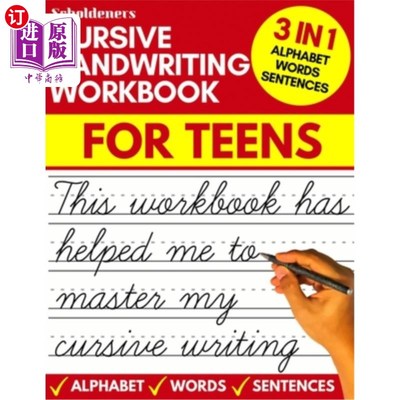 海外直订Cursive handwriting workbook for teens: cursive writing practice workbook for te 青少年手书练习册:青少年手