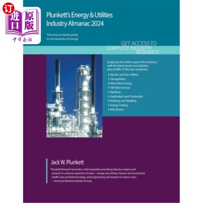 海外直订Plunkett's Energy & Utilities Industry Almanac 2024: Energy & Utilities Industry 普伦基特能源和公用事业行业