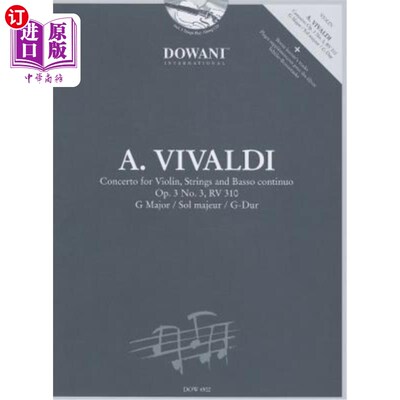 海外直订Vivaldi: Concerto for Violin, Strings and Basso Continuo in G Major, Op. 3, No.  维瓦尔第：G大调小提琴、弦