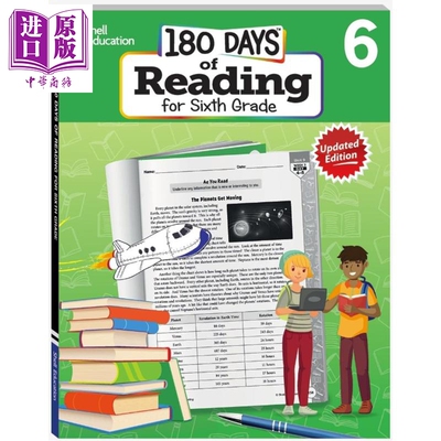 预售 180 Days Reading for Sixth Grade 180天练习册阅读系列 6年级 第二版 英文原版进口图书 课堂学习家庭教育【中商原版】