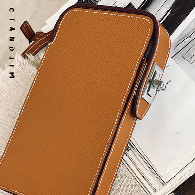 CTANDJIM棕色牛皮手机包
