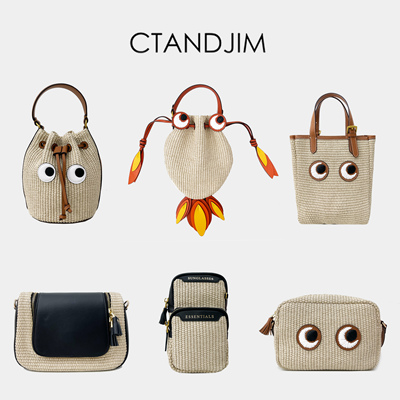 ctandjim草编眼睛斜跨手提包