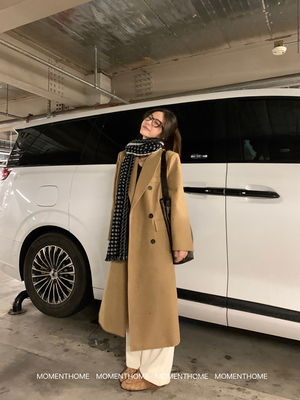 布拉格西装领双排扣大衣外套