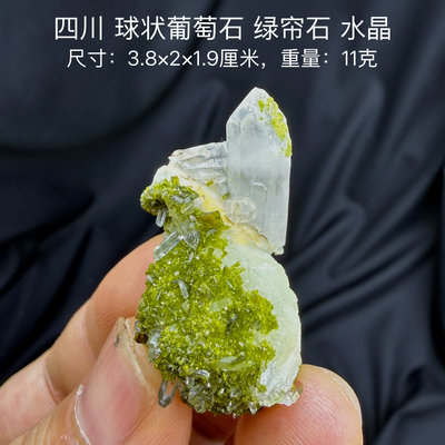 四川球状葡萄石绿帘石水晶 天然矿物晶体标本矿石原石收藏摆件D29