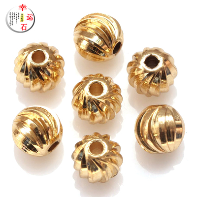 diy镀金条纹项链饰品灯笼珠