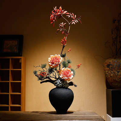 新中式陶瓷花瓶摆件禅意宋式高挑创意插花家居玄关民宿酒店装饰品