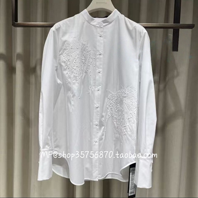 ZCY朱崇恽中式白色刺绣立领衬衫