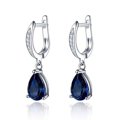 Gorgeous Water Drop Shape Blue Cubic Zirconia Drop Earrings