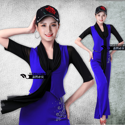 果果不不吉特巴舞服新款蓝色马甲拉丁舞三步踩演出衣服水兵舞套装