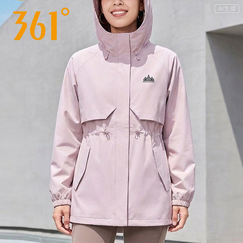 361°运动长款风衣女2026春季新款户外登山服休闲外套