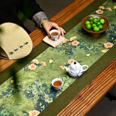 防水茶席云纱桌席垫子高端新中式轻奢长条茶几布茶具桌垫茶道配件