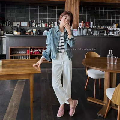 韩版牛仔棉烫钻短外套