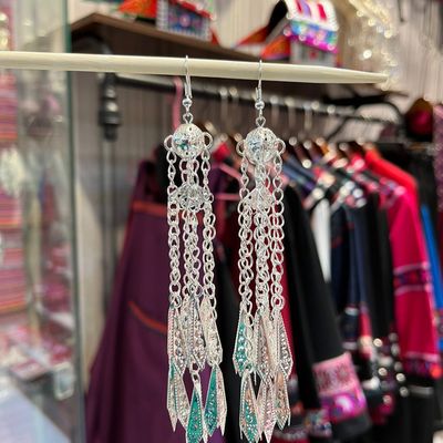 夸张长款流苏耳环少数民族特色耳环民族风耳环彝族耳环佤族耳环