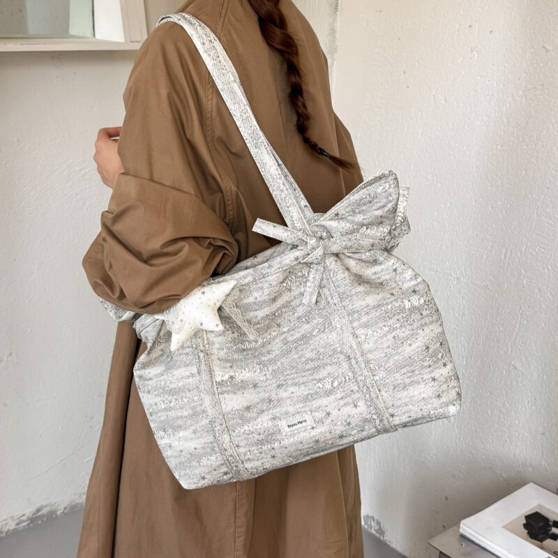 星星百搭托特包手提包女2026新款大容量通勤出行收纳轻便单肩布包