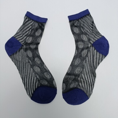 35-39码［不支持退货］黑篮波点夏季丝袜女袜满20元包邮