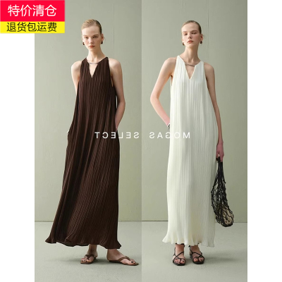 复古设计感不规则无袖连衣裙