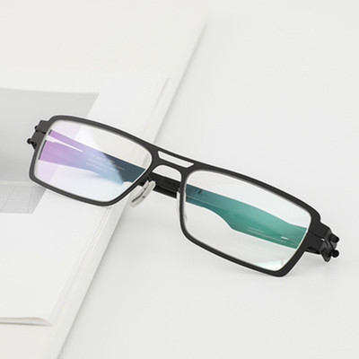 icberlin超轻近视眼镜框无螺丝无焊点全框记忆不锈钢男大脸眼镜架