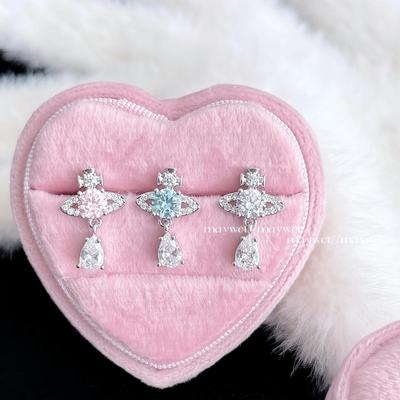 爆闪八心八箭土星水滴钛钢耳钉