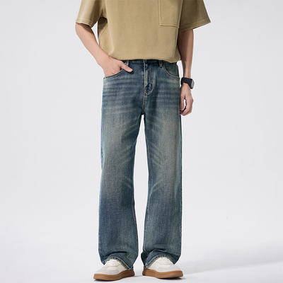 轻奢小众设计耐磨不卡裆不掉裆牛仔裤男春夏美式百搭直筒潮男裤子