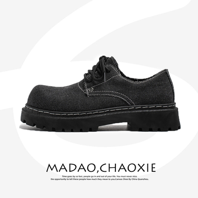 2025夏季新款cleanfit大头皮鞋男款小众德比鞋牛仔布面厚底工装鞋
