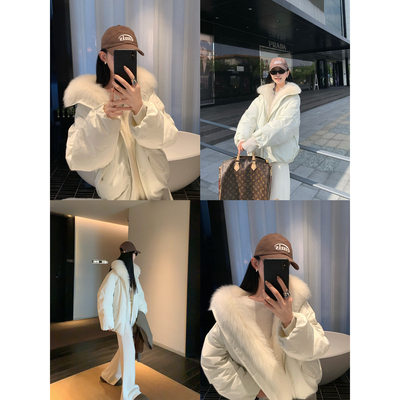 大小姐77 90白鹅绒 行走小暖炉T0P狐狸毛领花苞领派克羽绒服外套