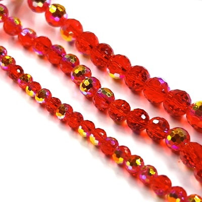 大红色蹦迪珠圆形多切面水晶玻璃珠手作DIY材料配件手链项链珠子