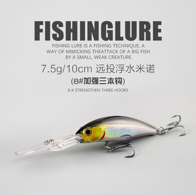 7.5克浮水长舌板米诺路亚饵深潜沉水远投鲈鱼鳜鱼军鱼路亚假饵