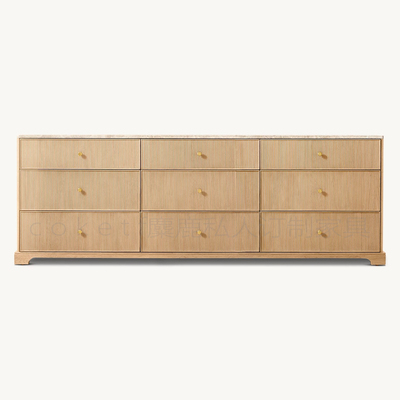 Genevieve Emperador大理石九抽屉梳妆台卧室家用斗柜靠墙储物柜