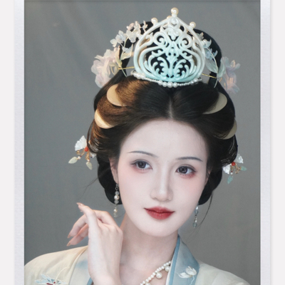 桃子宋冠原创设计3d打印光固化镂空仿珍珠汉婚宋制发冠汉服发饰