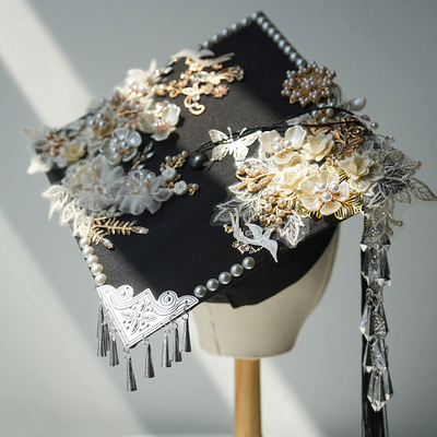 diy材料包学士帽成品簪花仿真花大学生毕业照硕士帽送女友送闺蜜