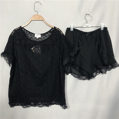 黑色蕾丝性感成熟气质女士家居服