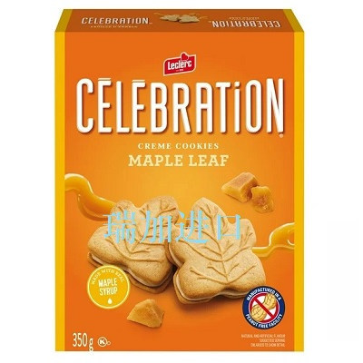 包加拿大邮Leclerc Celebration枫叶形状枫糖浆奶油曲奇350克*2盒