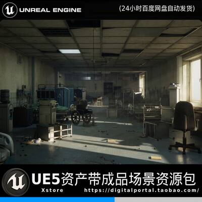 UE5虚幻5世界末日医院病房废墟黑暗恐怖场景Apocalyptic Hospital